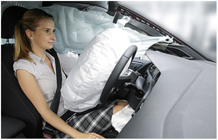 Reservoirs help airbags inflate at the push of a button