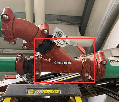 Compressed air fail: Piping choke